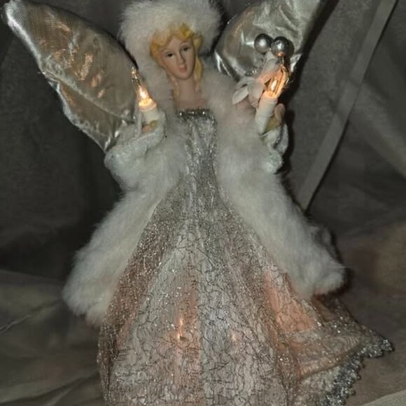 Holiday | Vtg Angel Tree Topper 1 Lighted Kmart Trim A Home Porc Satin ...